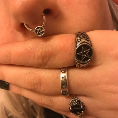 Goth Pentagram Septum Ring Septum Ring 18g 14g Satanic - Etsy