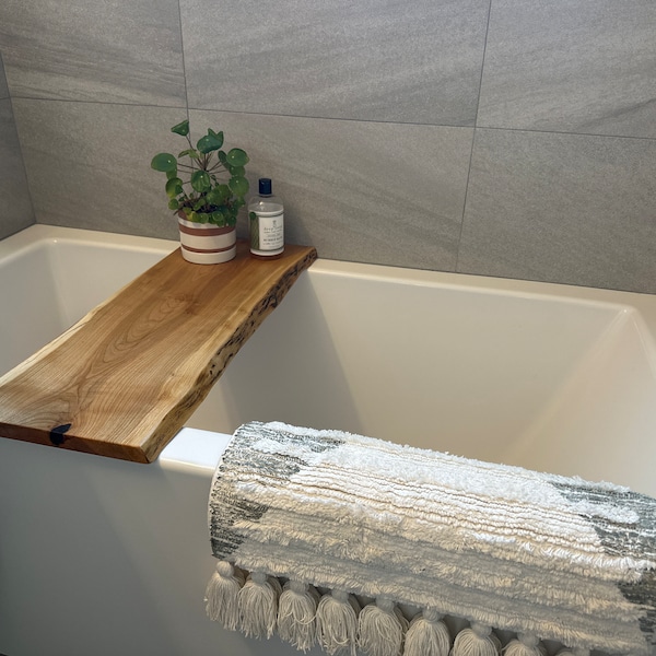 Live Edge Bath Board, Walnut Wood Bathtub Tray, Wooden Bath Shelf, Bath ...