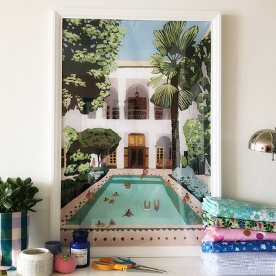 Art Print of Original Painting marrakech Riad by Helo Birdie Morocco ...