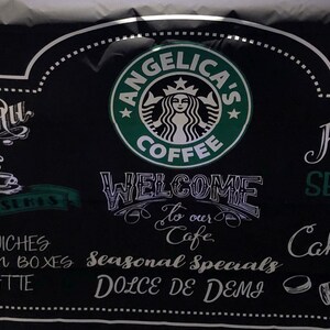 Custom Starbucks Party, Starbucks Backdrop Banner, Chalkboard Backdrop ...