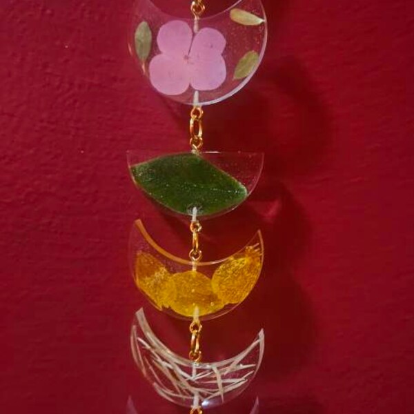 Hanging Moon Phase Decor, Dried Flowers, Flower Moon, Boho Decor, Gifts ...