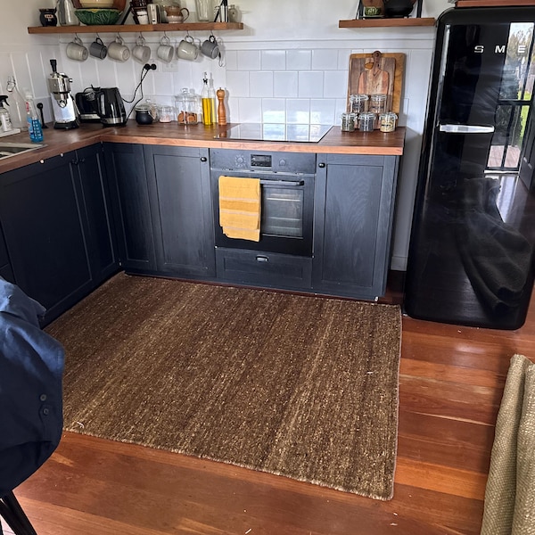 Dark Green Hand-knotted Wool Rug | Solid Color Area Carpet – Soft ...