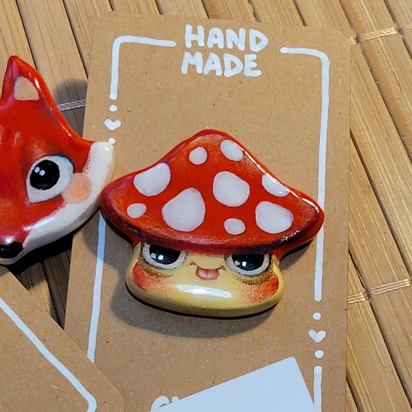 Mushroom Clay Pin / Handmade Cute Air Dry Clay Pins - Etsy