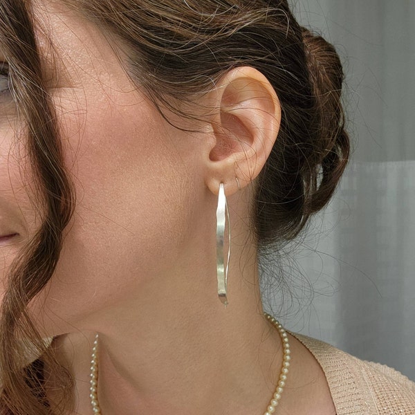 Delicate Hammered Gold Hoop Earrings, Ultra Flat Dainty Hoops, Light ...