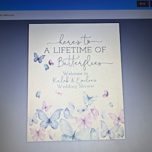 Butterflies Bridal Shower Welcome Sign, 36x48 Poster, Bachelorette ...