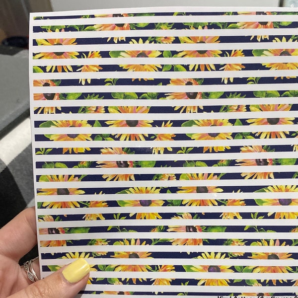 Sunflower Print Vinyl, Yellow and Navy Floral Print HTV, Summer Pattern ...