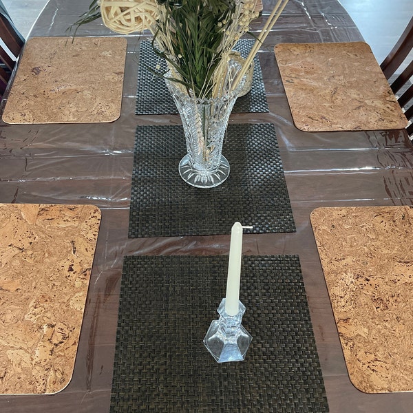 Portugal Cork Table Mats Placemats Set, Rectangular, Stain Heat Water ...