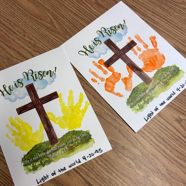 PRINTABLE Easter Handprint Art Craft for Kids, He is Risen Keepsake Art ...