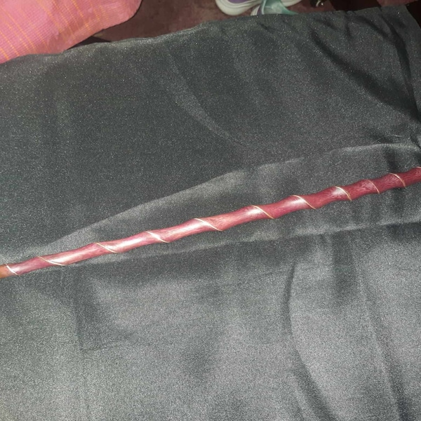 Hand Carved Spiral Wand With Metal Inlay and Quartz Crystal With ...