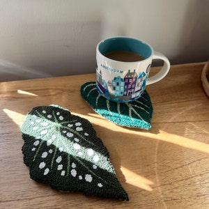 Plants Punch Needle Coasters, Tufted Drink Coaster, Plant Mug Rug ...