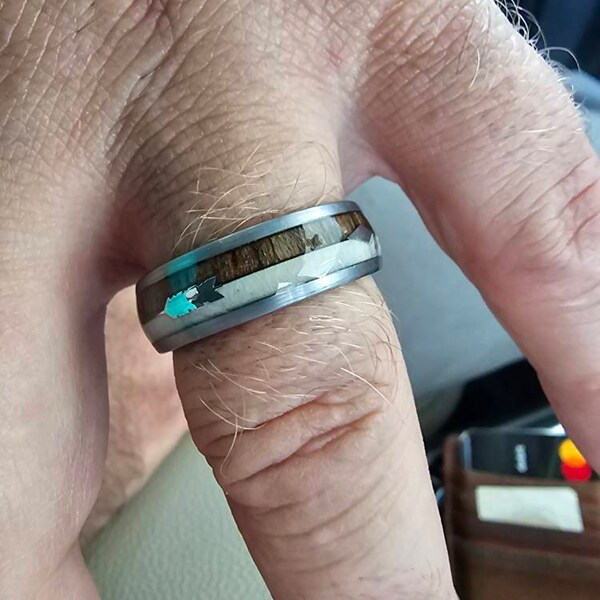 KNIGHT Steel Chain Black Titanium Wedding Ring With Round Black ...