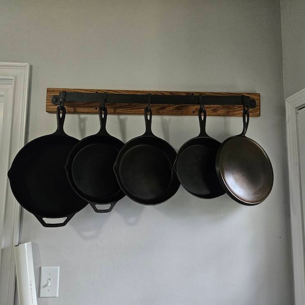 Hand Forged Cast Iron Pot Skillet Rack Hanger - Etsy
