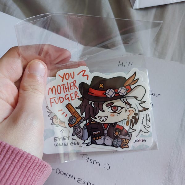 Shouting Sorcerer Chibi, Funny Anime, Glossy Vinyl Sticker for Laptop ...