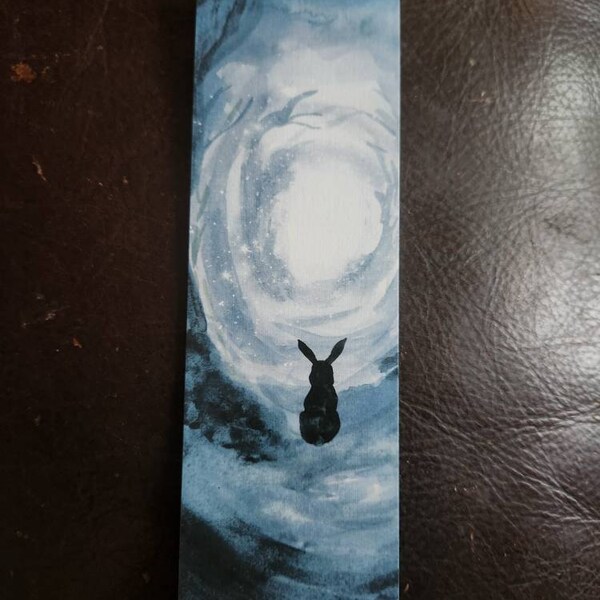 Forest Rabbit Watercolor Bookmark, Mystical Night Landscape, Whimsical ...