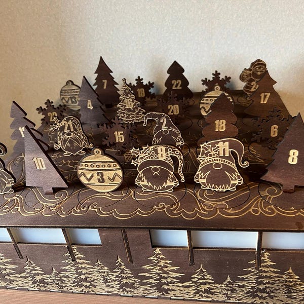 Fichier calendrier avent coupe laser DXF Noel, calendar avent - Etsy France