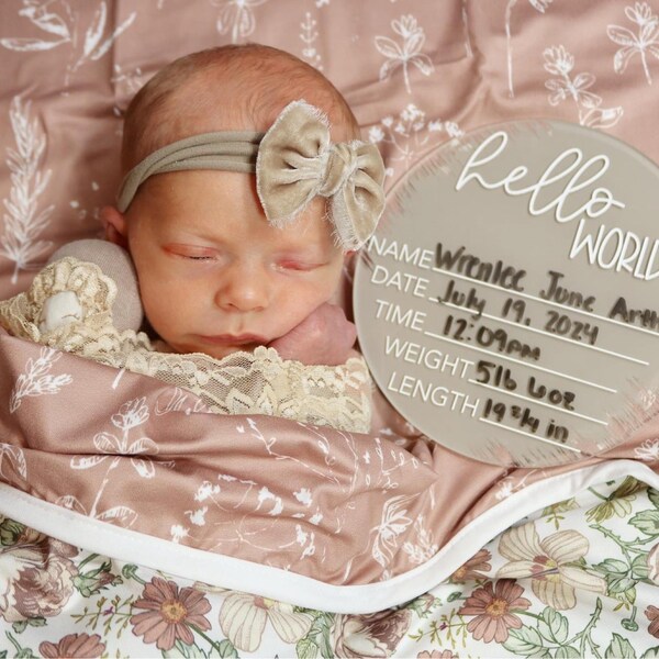 Acrylic Baby Name Announcement, Daisy Baby Hospital Sign, 3D Baby Name ...