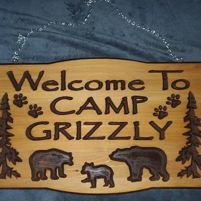 Camp Sign Family Cabin Sign Three Bears Design Northern White Cedar ...