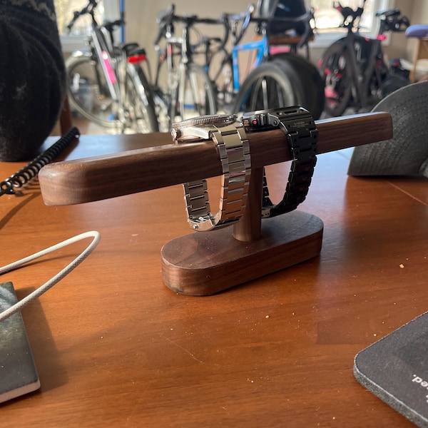 Custom Handmade Wood Watch Holder Stand, Personalized Name Watch ...