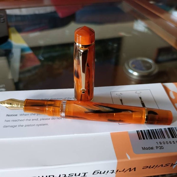 Asvine P20 Piston Fountain Pen Resin Pen, Iridium EF/F/M/1.1 Nib Gold ...
