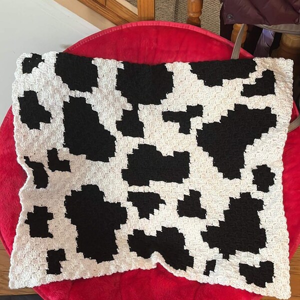 Cow Print Graph + Written Pattern for C2C & Tapestry Crochet - C2C Graph Cow Pattern - Crochet ...