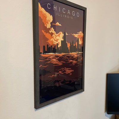 Retro Style Travel Poster, Chicago Vintage Rustic Poster Print, Home ...