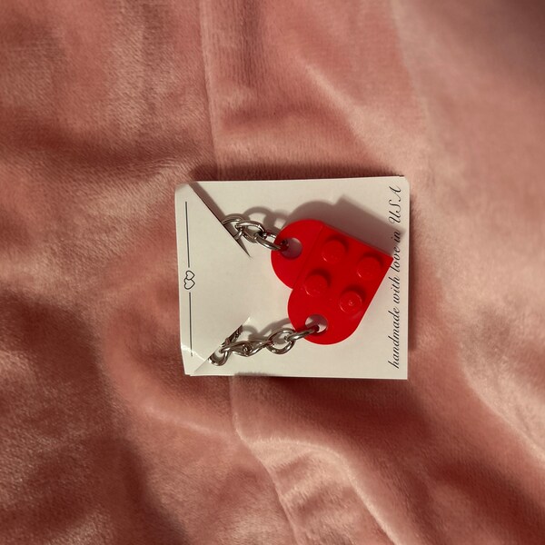 Heart Keychain Set Made With Authentic LEGO® Bricks, Matching Keychains ...