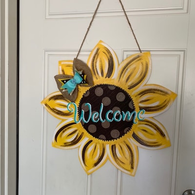 Sunflower Door Hanger, Sunflower, Home Sweet Home Sign, Door Decor ...