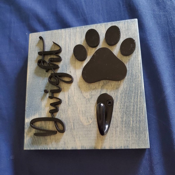 Dog Leash Sign With Hook, Dog Paw Leash Holder, Personalized Dog Leash ...