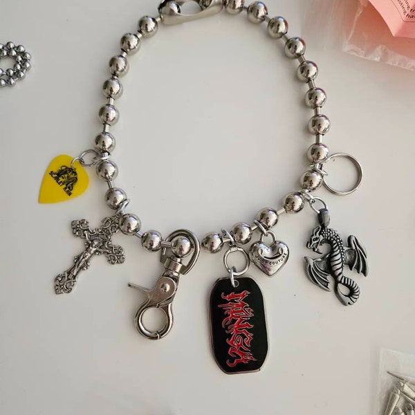 Extra Large BALL Chain Chunky Key Ring W/ Heavy Duty Trigger Clasp + 2 ...