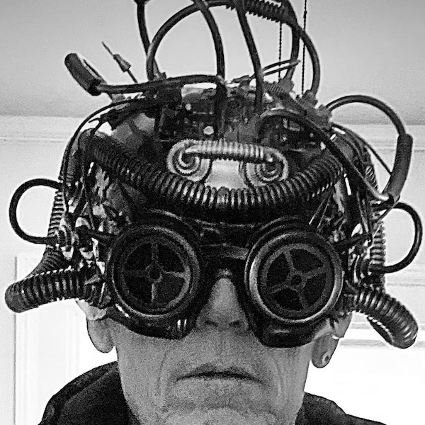 Black Steampunk Police Hat Gold Aviator Trim Goggles Gears Diesel Punk ...