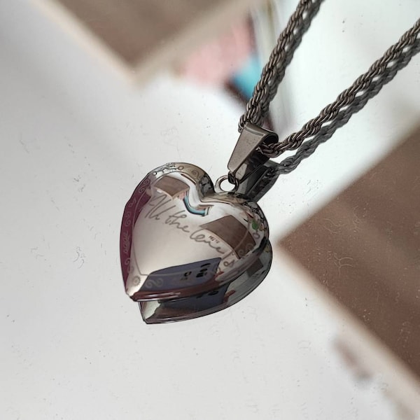 All the Love Heart Locket Necklace · Engraved Heart Locket Pendant ...