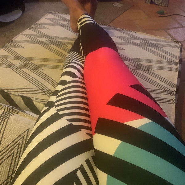 Abstract Striped Unisex Tights for Climbing Yoga Fitness Running ...