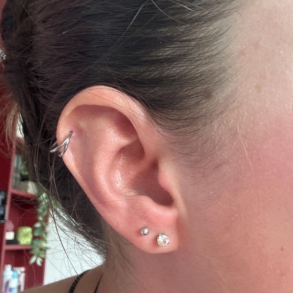 Titanium Vertical Dangle Hidden Helix Piercing, Threaded Flat Back Stud ...