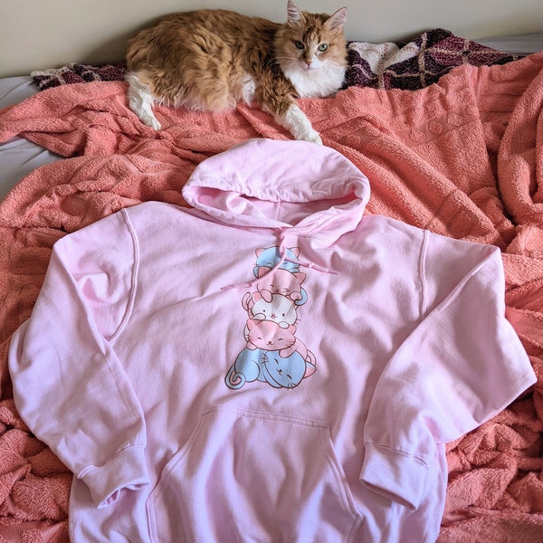 Transgender Pride Flag Kawaii Cat Hoodie / LGBTQ Subtle Pride Cute ...