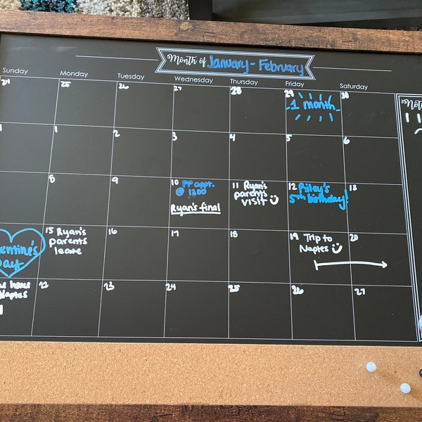 18x24 Chalkboard Calendar and Bulletin Combo Board- Includes Chalk ...