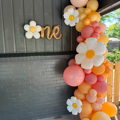 Boho Daisy Flower Balloon Garland Kit Dusty Rose and Retro Yellow ...