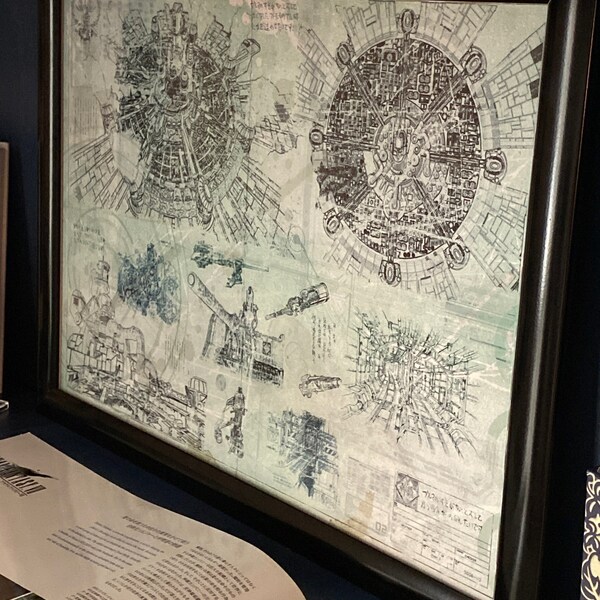 Final Fantasy - Midgar Blueprint / Aged Specs (A2 = 420mm*594 or 16.5 ...
