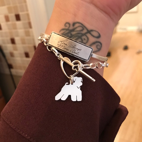 Miniature Schnauzer Dog Chain Bracelet, Sterling Silver Personalize ...