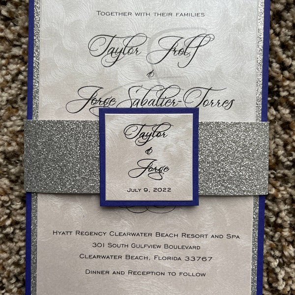Glitter Wedding Invitation, Silver Glitter Wedding Invitation, Silver ...