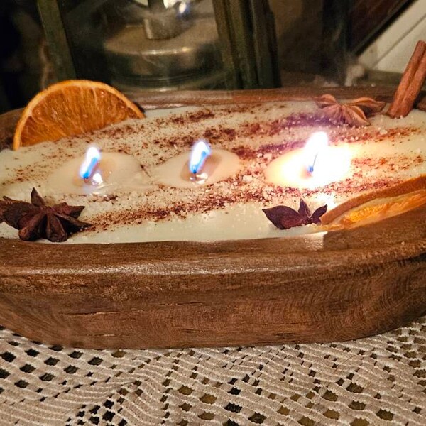 Spiced Orange and Cinnamon Chai Woodwick Dough Bowl Candle - Etsy