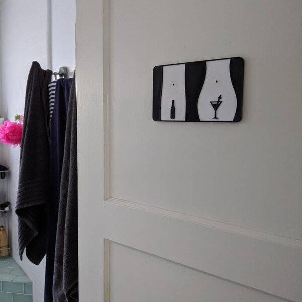Bar Restroom Sign, Unisex Restroom Sign, Risqué Tavern Restroom Sign ...