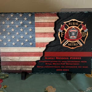 ROUND CRAFT SIGN Fire Dept Thin Red Line Firefighter First Responder ...