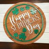Happy St Patrick's Day Round Sign SVG, Shamrock Door Hanger SVG ...