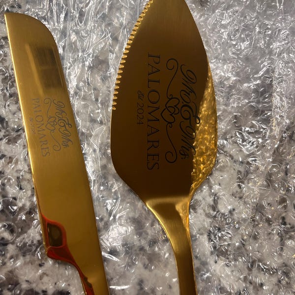 Personalized Cake Knife and Server Set With 2 Dessert Forks Engraved ...