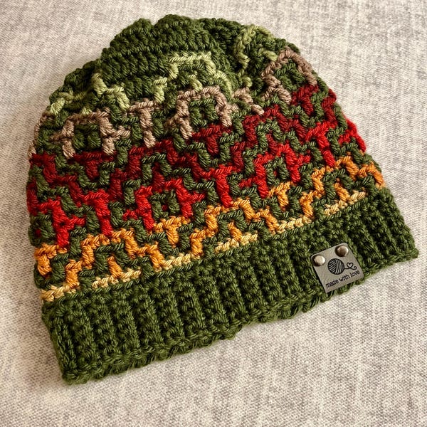 Handmade Mosaic Crochet Hat - Etsy