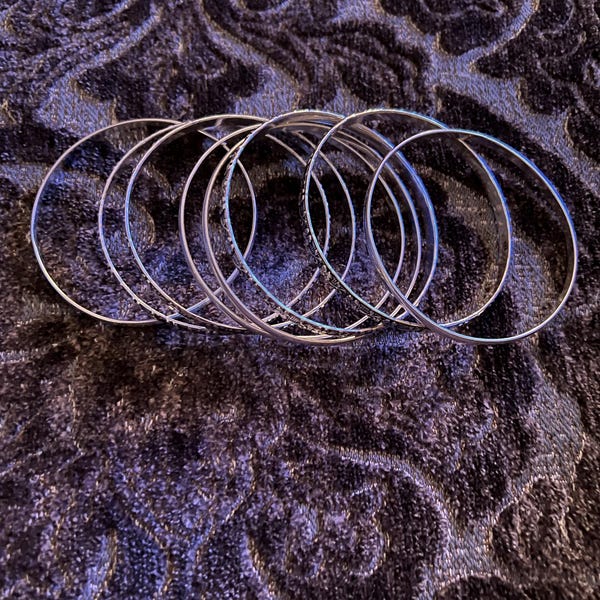 Solid Silver Bangle, Set of 8 Bangle, Silver Bangle, Handmade Bangle, Women Bangle, Wide Boho ...