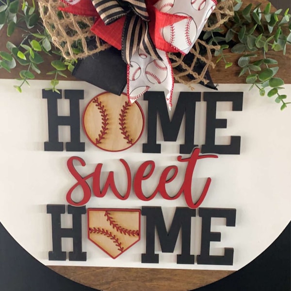 Front Door Decor, Baseball Door Hanger, Home Sweet Home Sign, Front ...