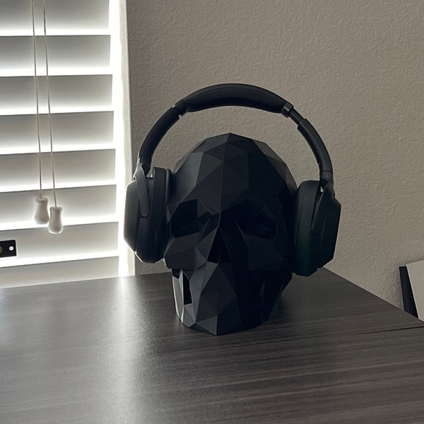 Low Poly Skull Headphone Stand Skull Headset Stand Perfect Gamer Gift ...