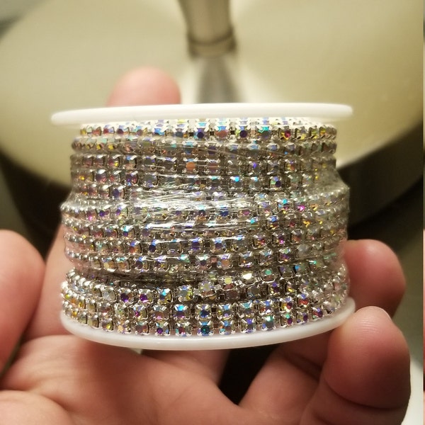Iridescent AB Multi Color Rainbow Crystal Rhinestone Diamond Bling Trim ...