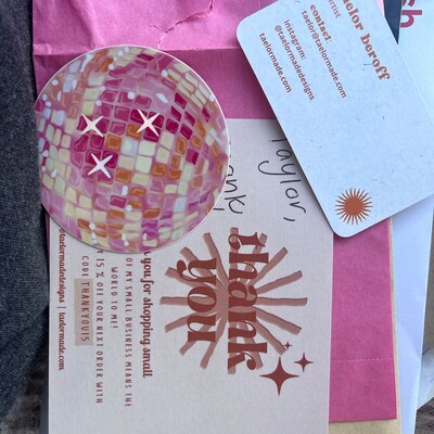 Holographic Pink Disco Ball Sticker Mirrorball Taylor Swift Groovy ...